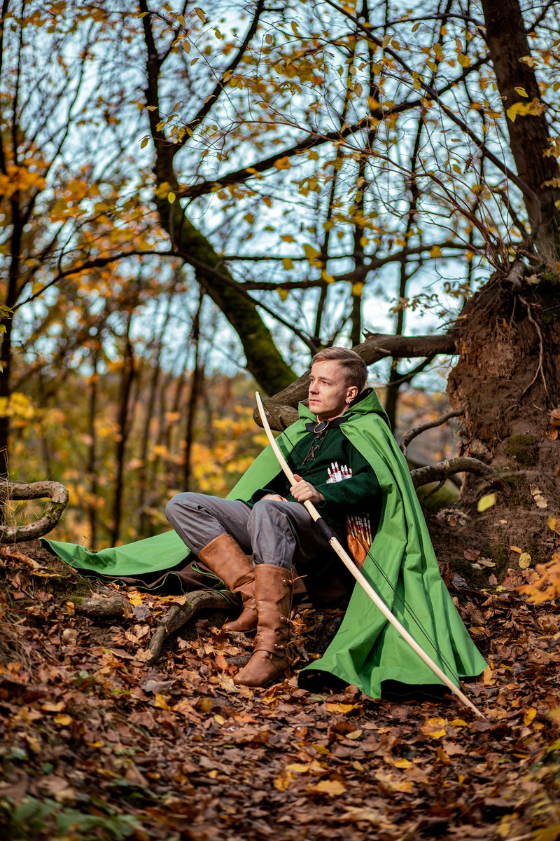 Waterproof Waxed Cotton Ranger Cloak Medieval Viking LARP Cape Wind Ra ...