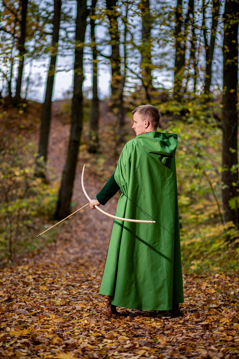 Waterproof Waxed Cotton Ranger Cloak Medieval Viking LARP Cape Wind Ra ...
